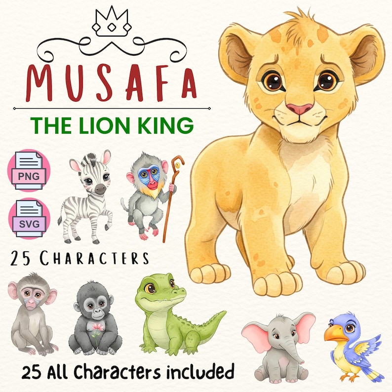 Mufasa: the Lion King, Mufasa 25 All Characters PNG SVG Clipart ...