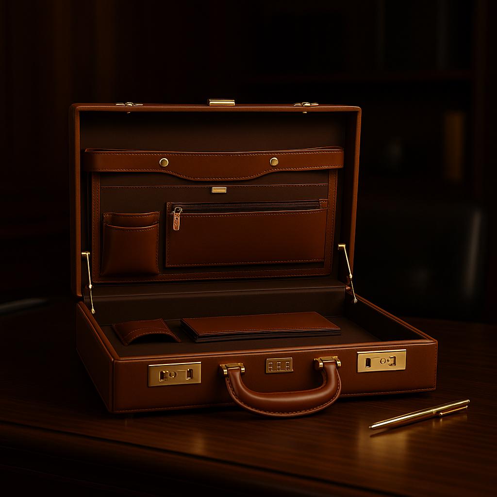 Elegant Office Leather Briefcase | Three-digit Combination Lock | Slim ...