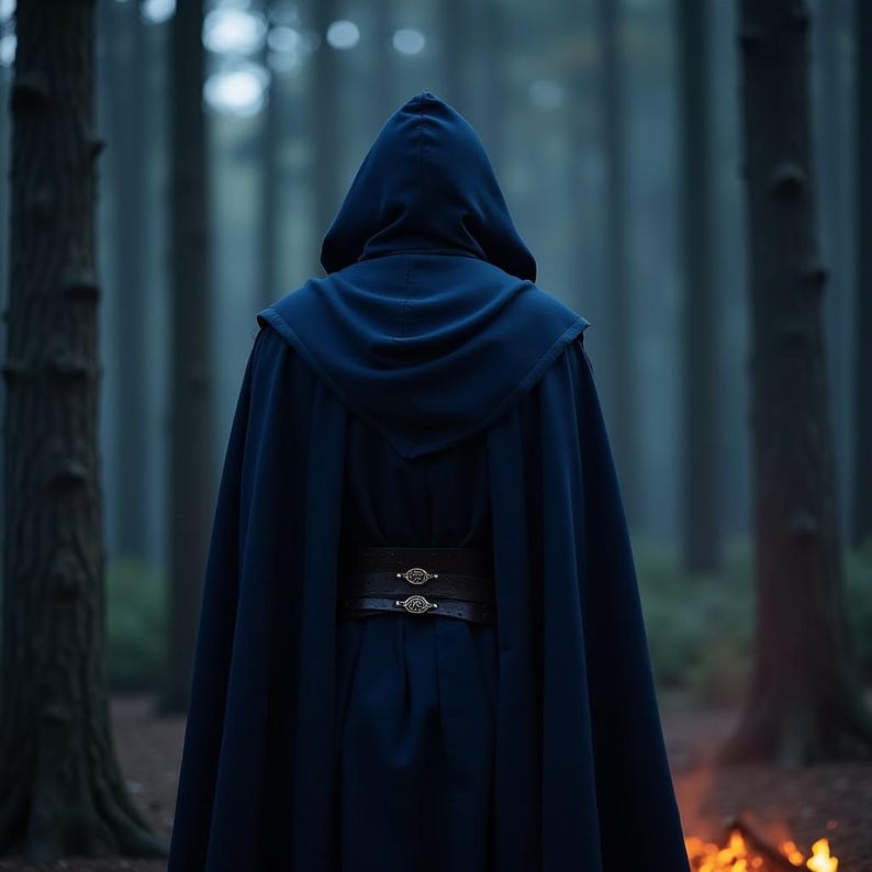 Teal Hooded Cloak With Grey Tunic, Medieval Knight Attire for Men's ...