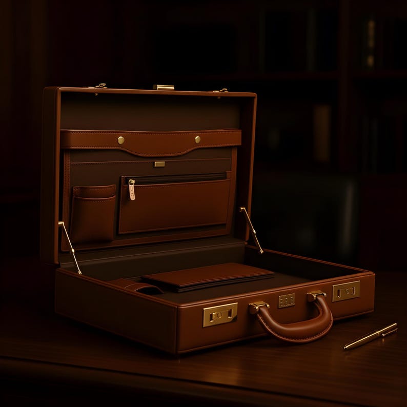 Elegant Office Leather Briefcase | Three-digit Combination Lock | Slim ...