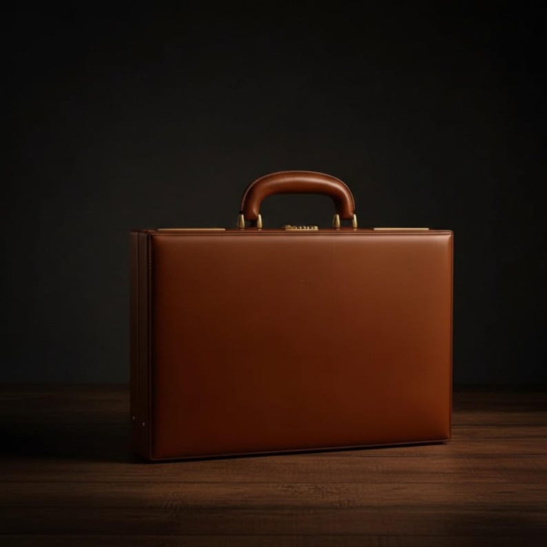 Elegant Office Leather Briefcase | Three-digit Combination Lock | Slim ...