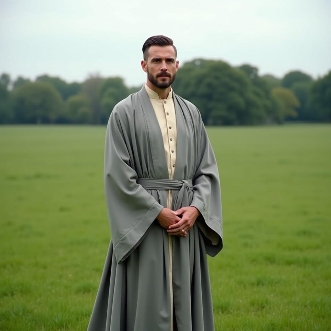 Traditional Monks Robe, Beige Tunic Priest Robe, Cinched Waist Gray ...