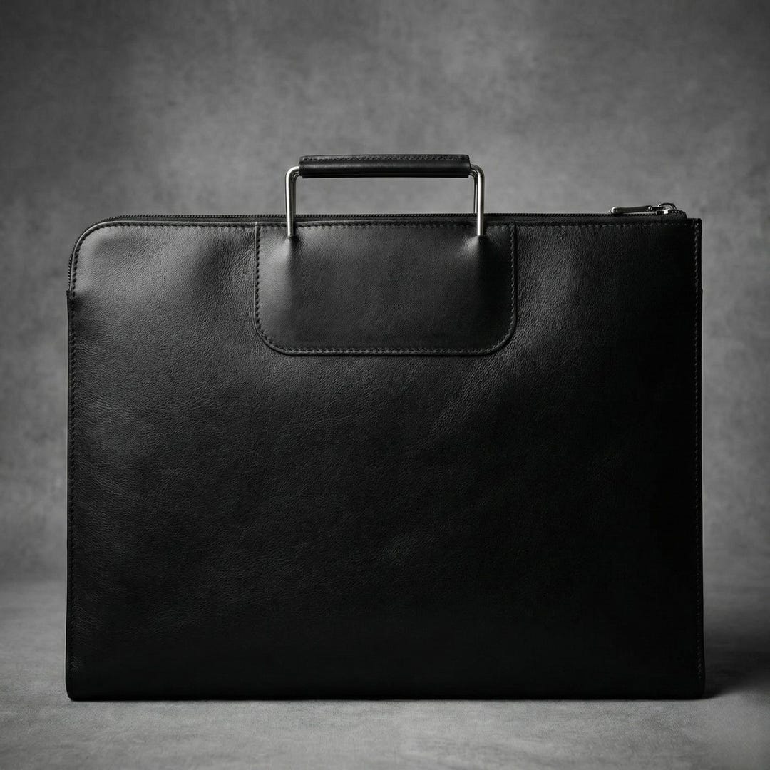 Premium Grade Real Leather Document Portfolio | Slim Top Zip File Carry ...