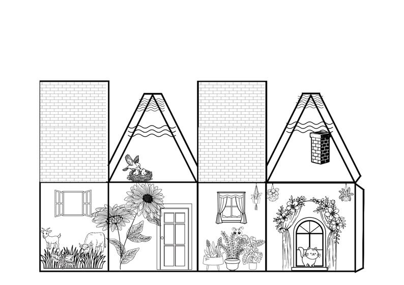 Printable Paper Houses Craft, Cut and Colour Pages,paper Craft Kit ...