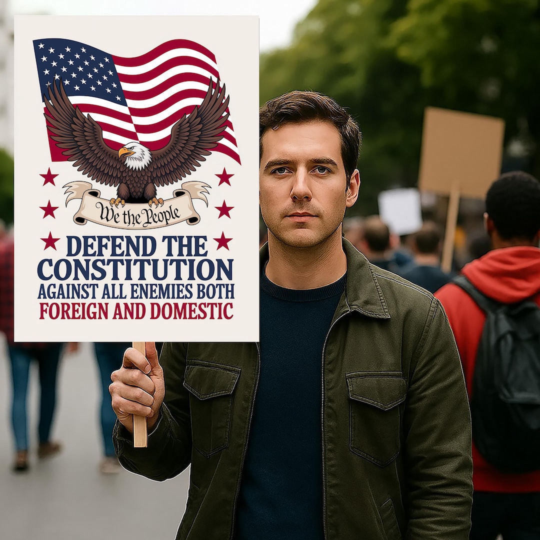 Defend the Constitution Protest Sign, Political Rally Poster (digital ...