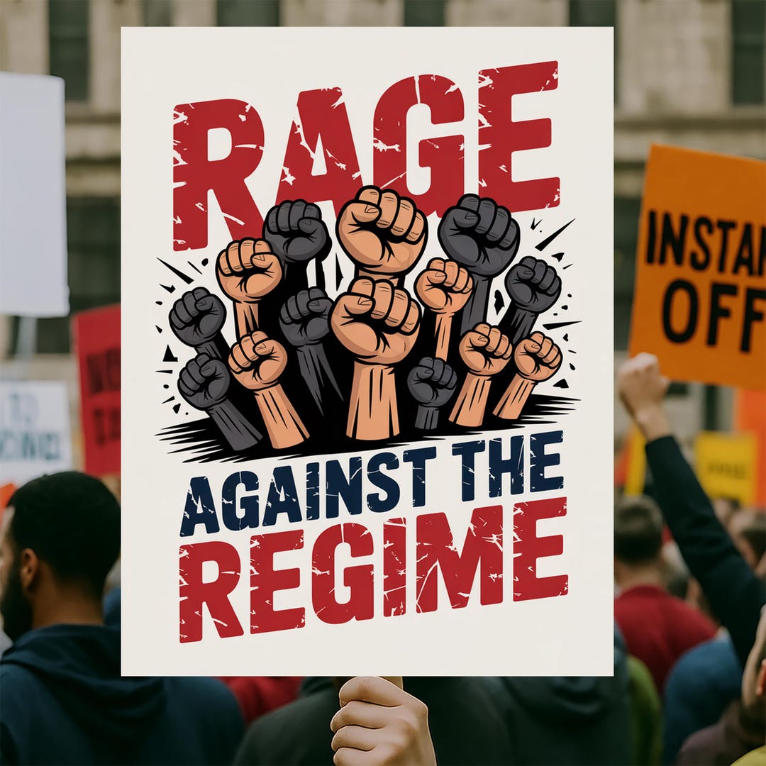 Rage Against the Regime Protest Sign: Political Activist Art (digital ...