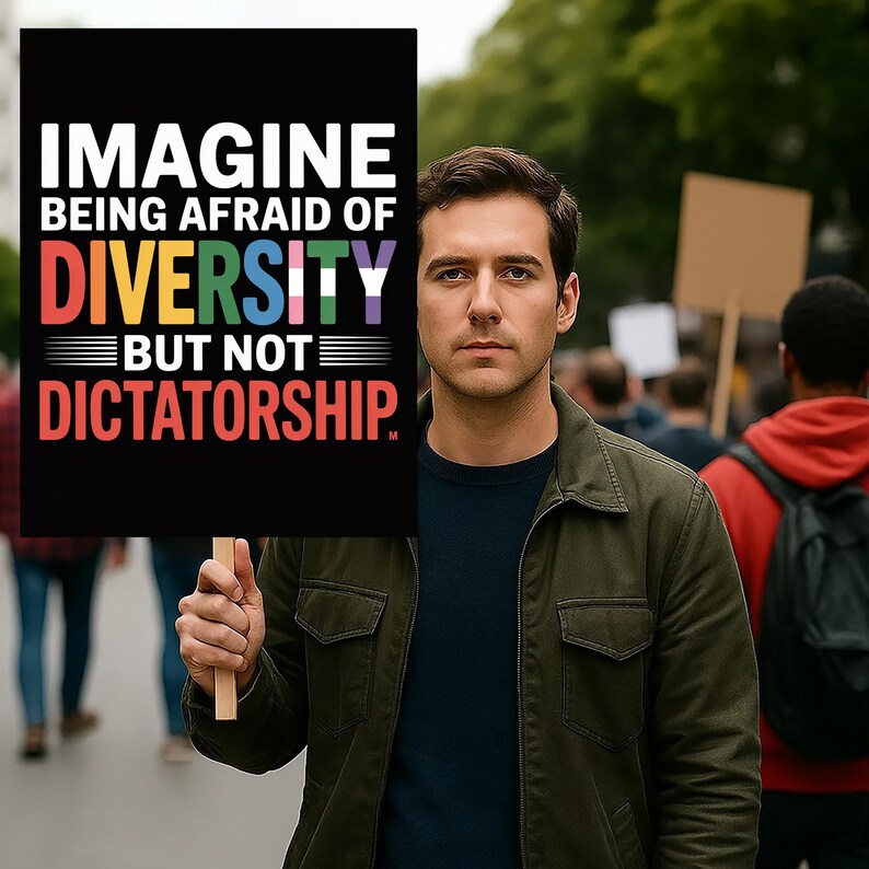 Diversity Not Dictatorship Protest Sign, Activist Poster (digital ...