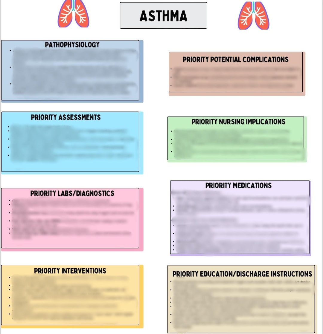 Asthma Concept Map (study Guide) - Etsy