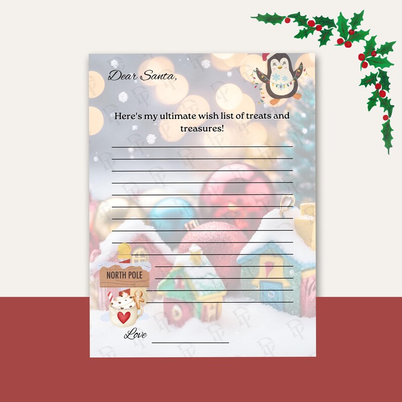 Printable Santa Letter & Wish List Bundle • Christmas Kids Set ...