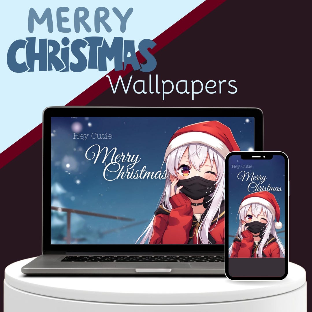 Kawaii Christmas Wallpaper Set | Anime Holiday Backgrounds (digital ...