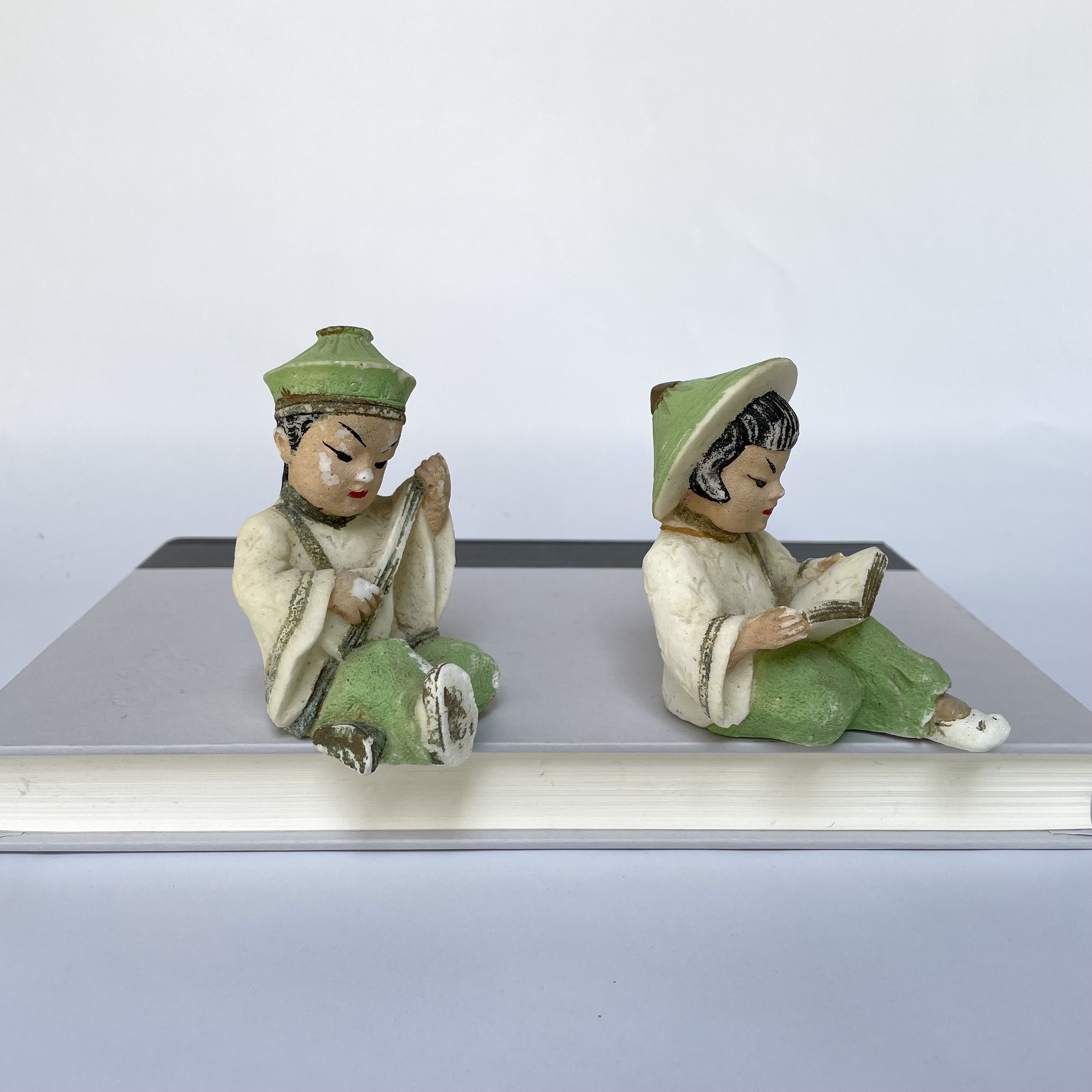 Vintage Chinese Asian Plaster Chalkware Lamp Figures Light - Etsy