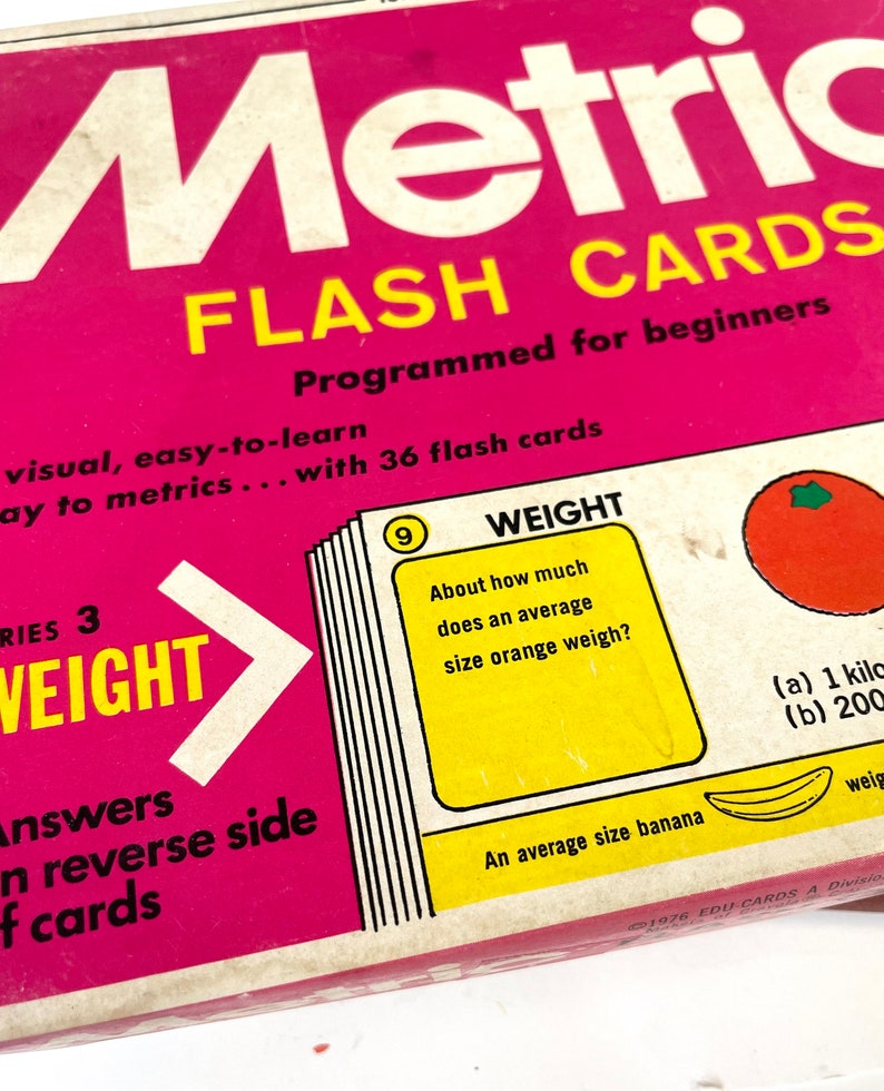 Vintage Metric System Flash Cards, Series 3 Weight, Binney and Smith 1976 - Etsy