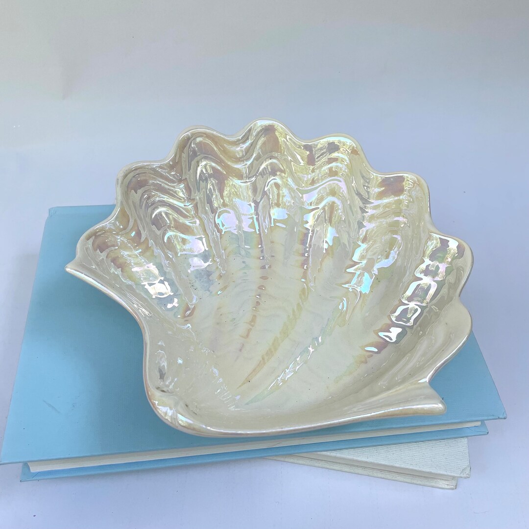 Vintage Iridescent Clam Shell Seashell Ceramic Bowl USA Calif 3021 - Etsy
