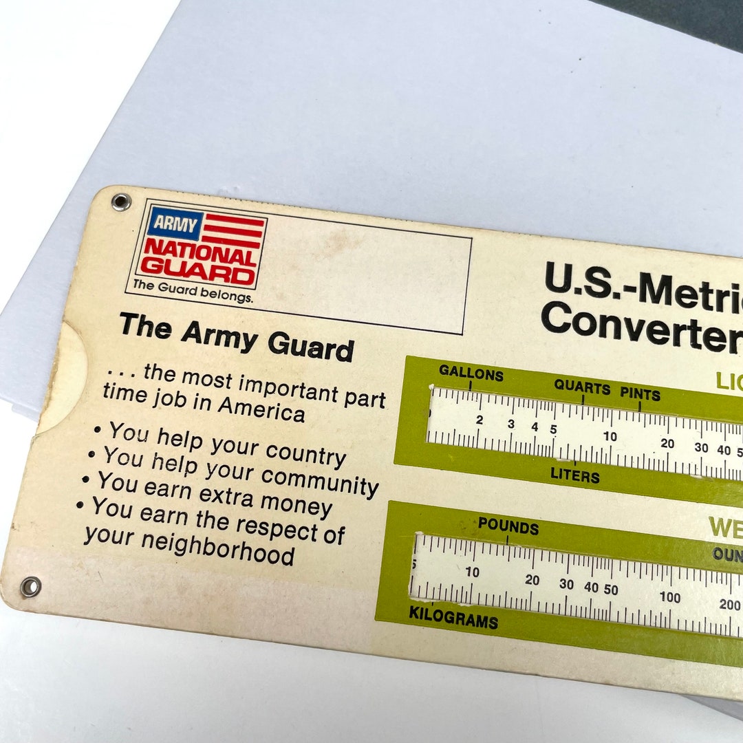 Vintage Army National Guard U.S. Metric Converter, 1974 Slide Ruler - Etsy
