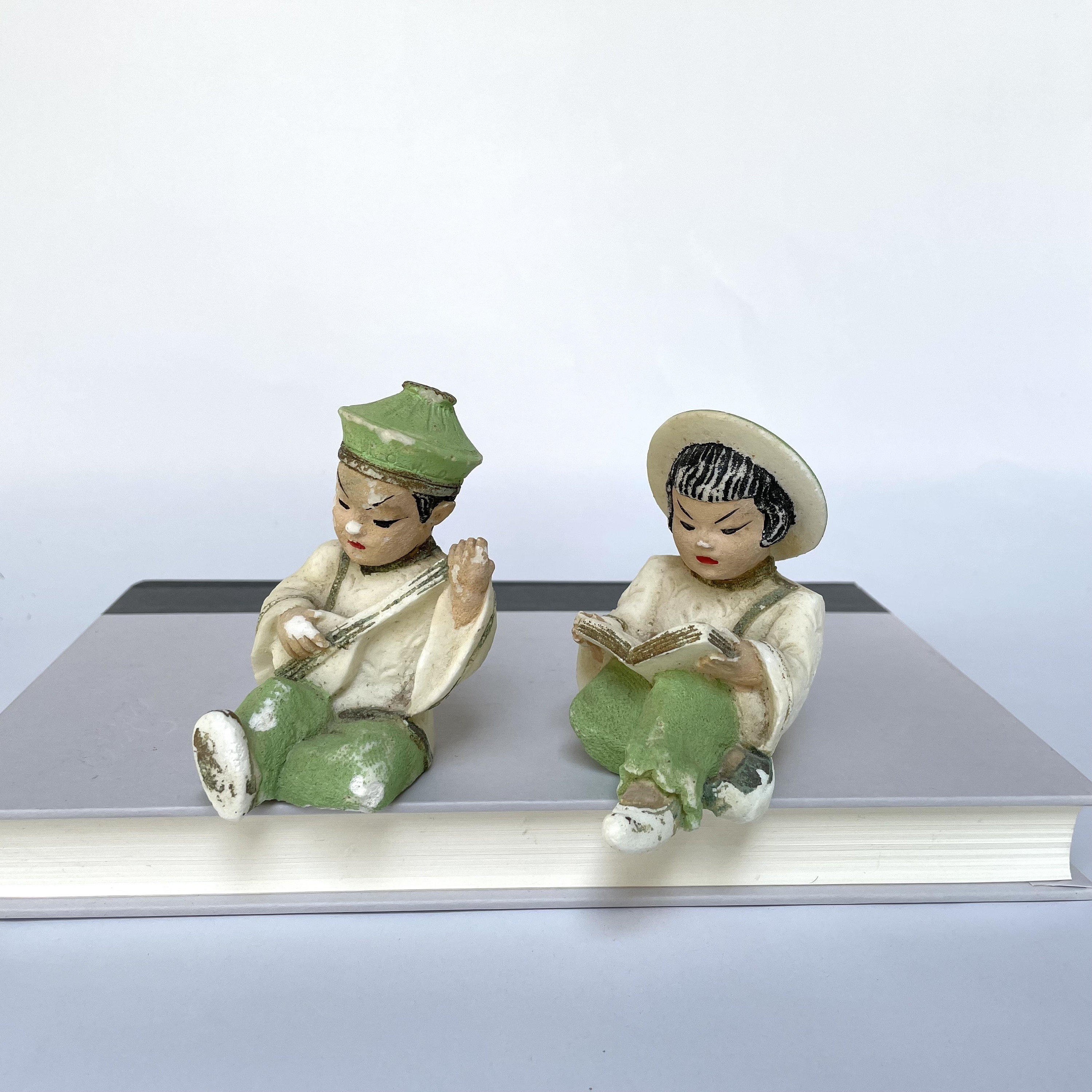 Vintage Chinese Asian Plaster Chalkware Lamp Figures Light - Etsy