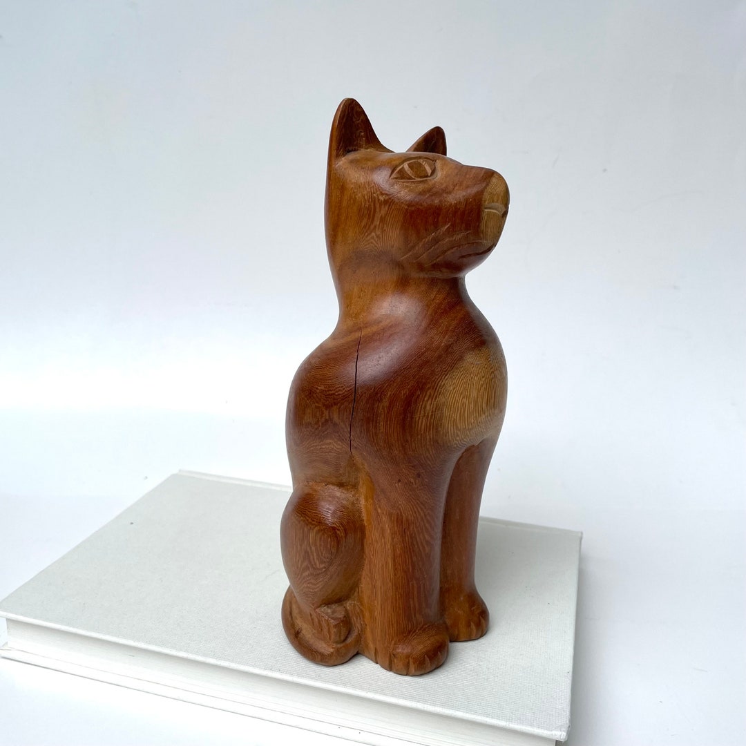 Vintage Wood Cat Figure, Hand Carved, Large and Heavy - Etsy