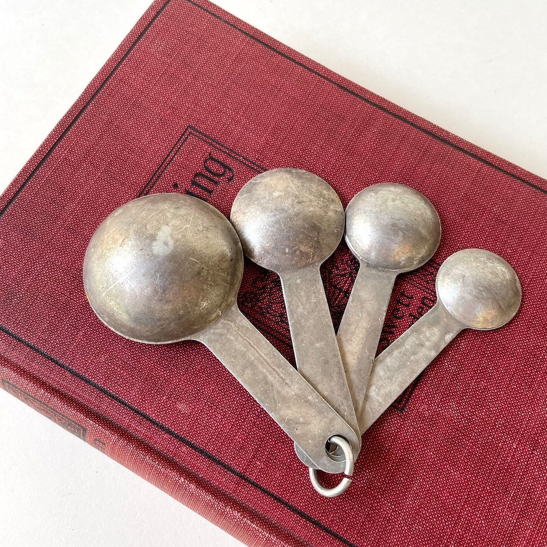 Vintage Aluminum Measuring Spoon Set, Round and Shallow, Nice Grubby ...