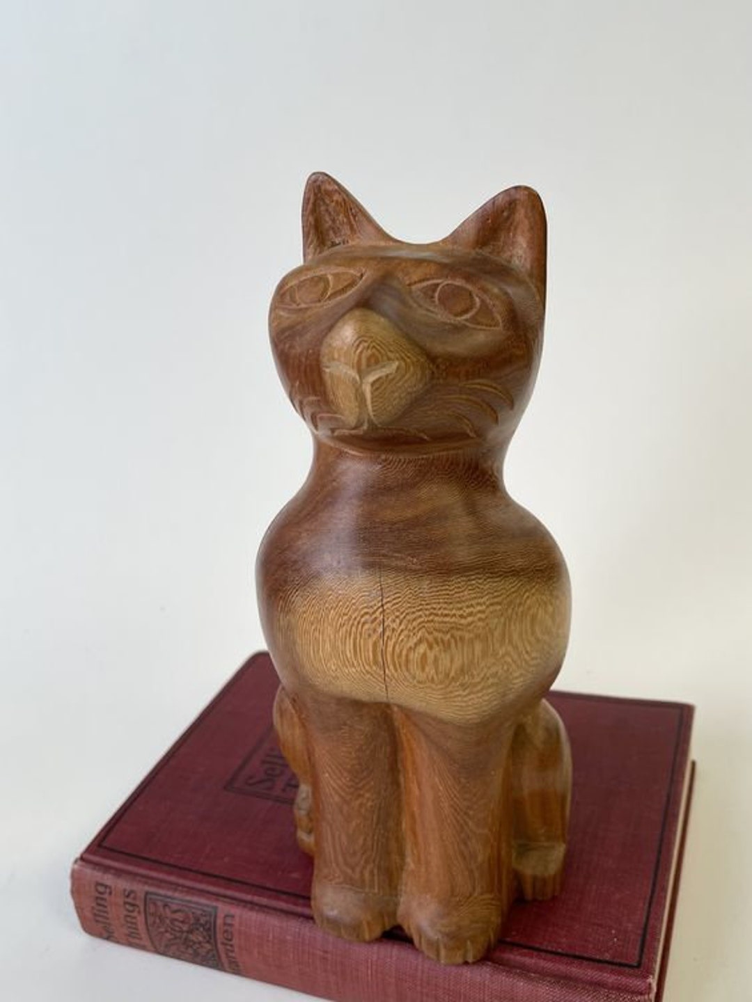 Vintage Wood Cat Figure Hand Carved Large and Heavy - Etsy