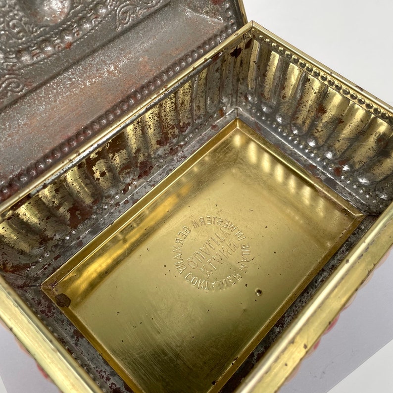 Vintage Klann Quality Western Germany Tin Box Gold With Faux - Etsy