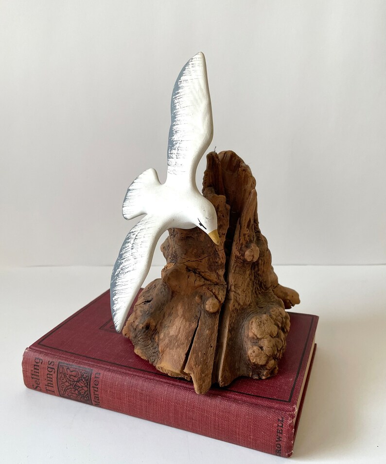 Vintage Large Ceramic Flying Seagull on Chunk of Wood Very - Etsy