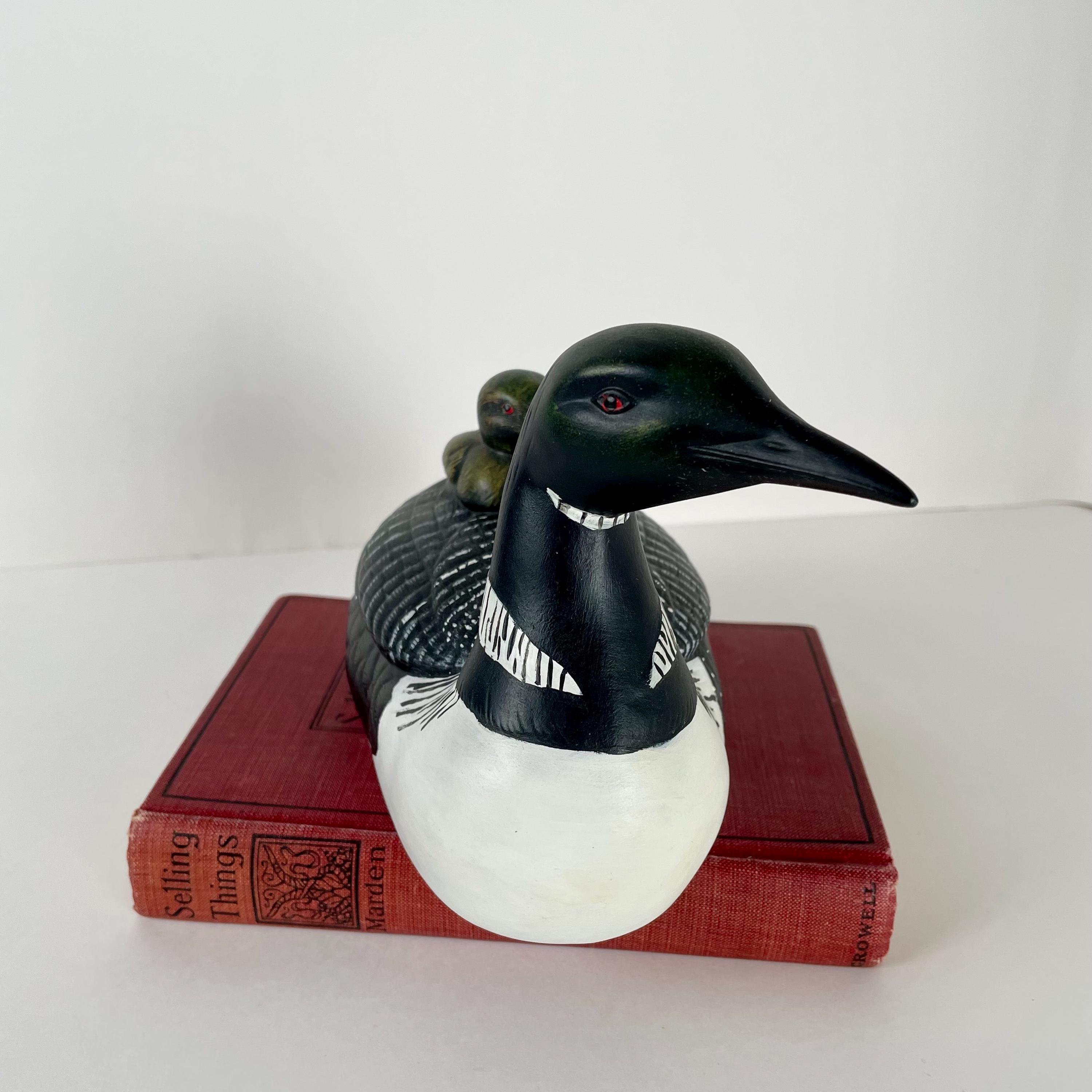 Vintage Large Ceramic Loon With Baby, Hand Painted Hobby Piece - Etsy
