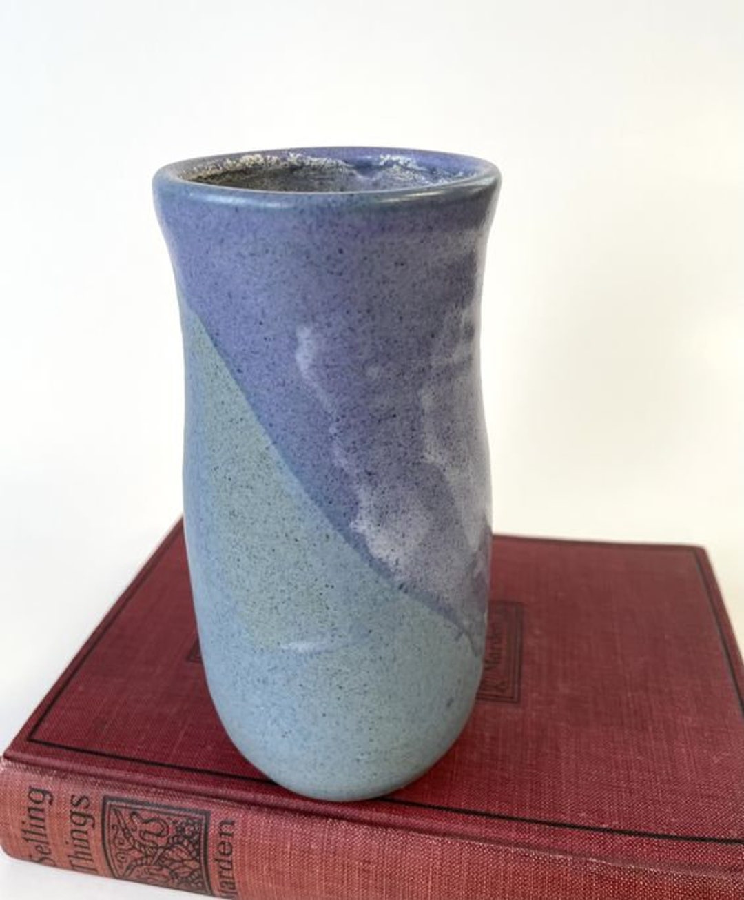 Vintage Studio Pottery Flower Vase, Blue and Periwinkle Purple, Artist ...