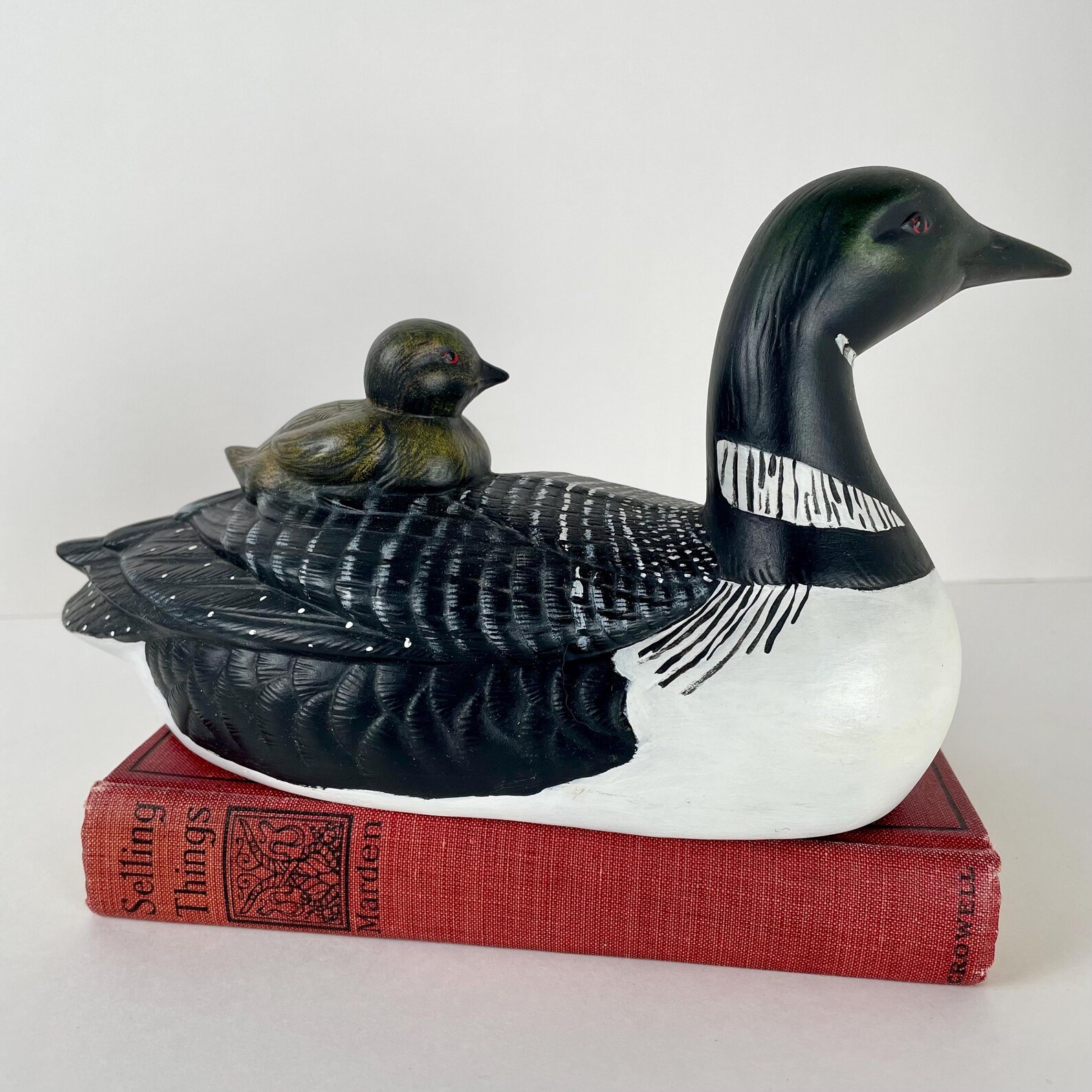 Vintage Large Ceramic Loon With Baby, Hand Painted Hobby Piece - Etsy