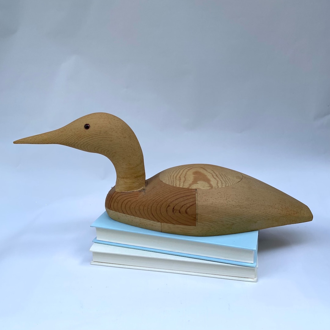 Vintage Hand Carved Loon Decoy Figure, Unfinished / Unpainted Wood ...