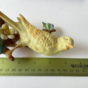 Vintage Yellow Bird Figurine on a Branch With Leaves and Flower ...