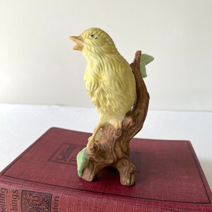 Vintage Yellow Bird Figurine on a Branch With Leaves and Flower ...