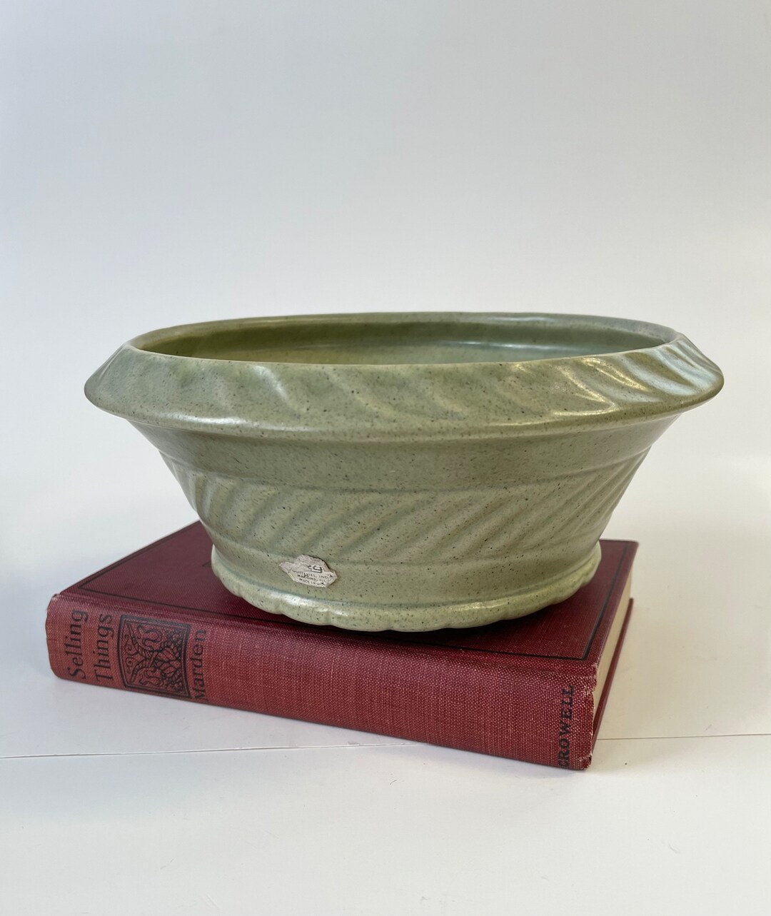 Vintage Haeger Large Low Flower Vase Planter, Speckled Light Green - Etsy