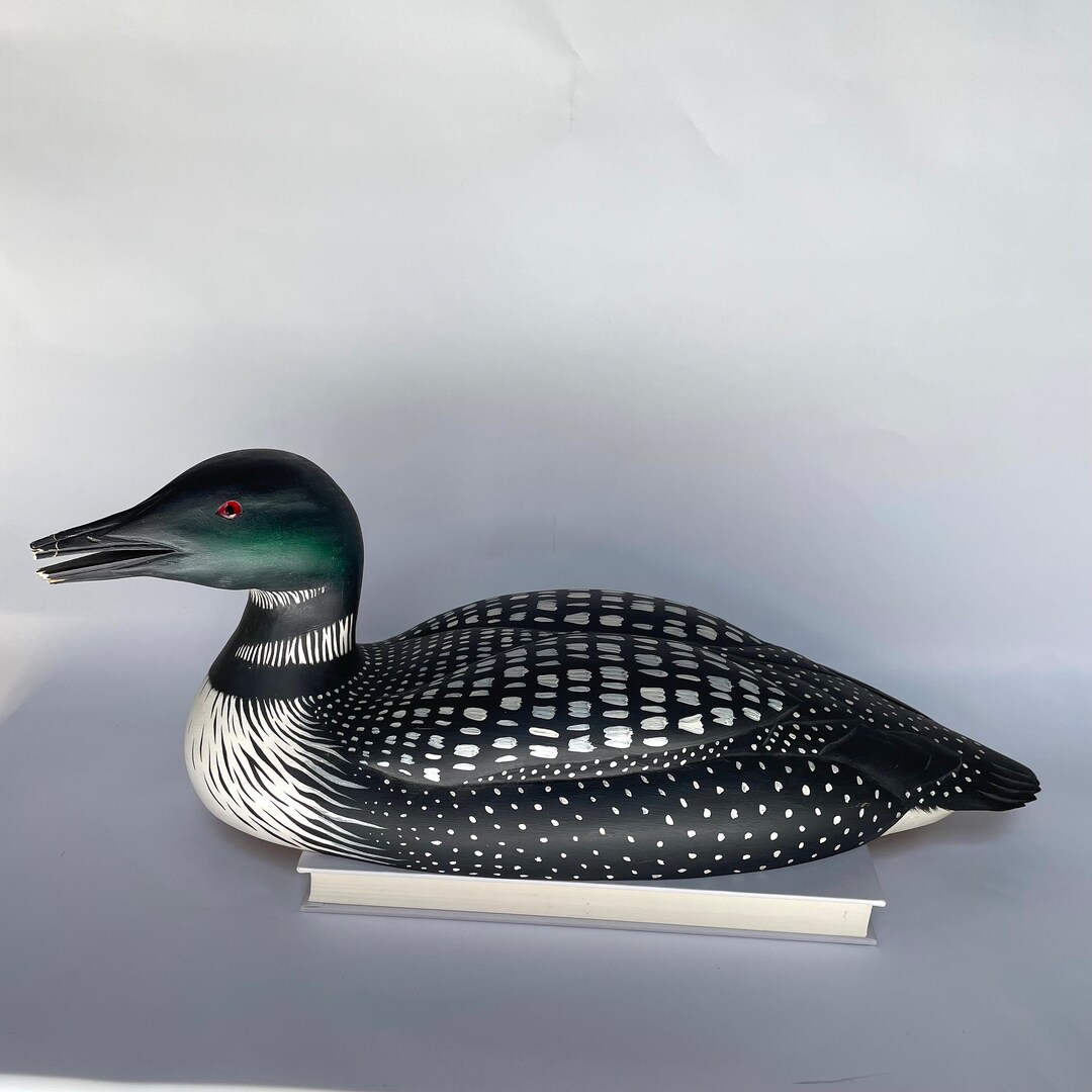 Vintage Common Loon Wood Decoy, Hand Carved and Painted by S.F. Hill ...