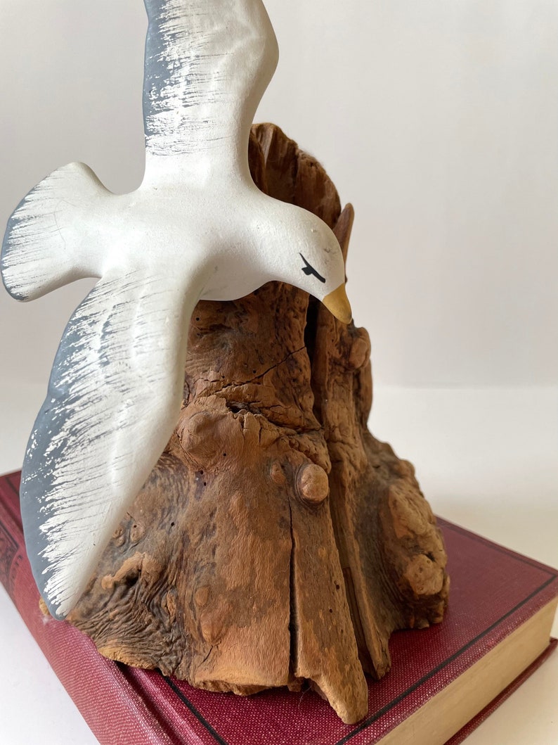 Vintage Large Ceramic Flying Seagull on Chunk of Wood Very - Etsy