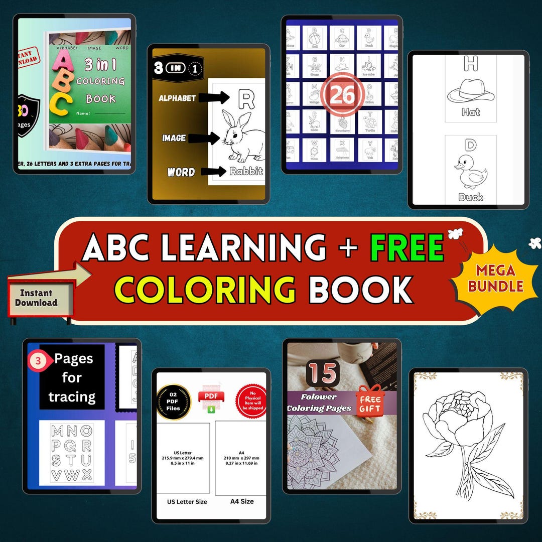 ABC Coloring Book for Kids + FREE Flower Pages | Alphabet Tracing ...