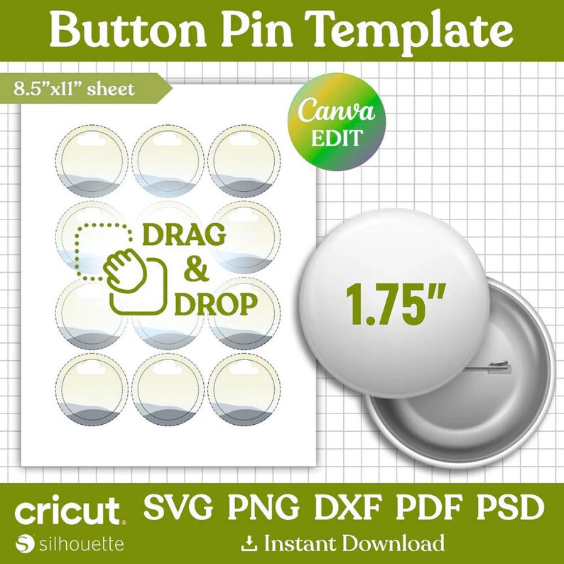 Button Pin Template Bundle: DIY Custom Badges (digital Download) - Etsy