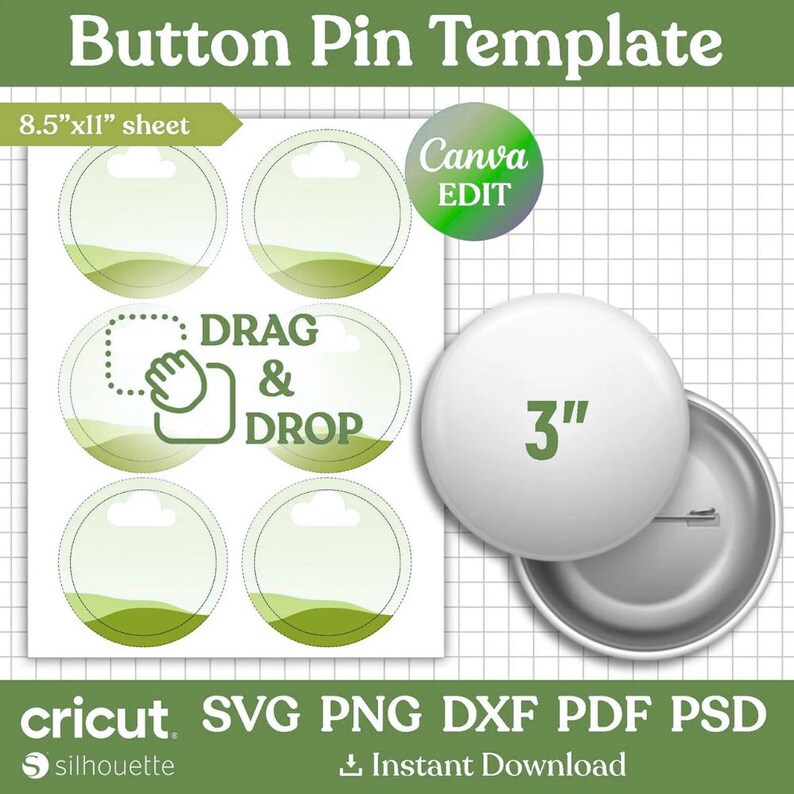 100+editable Button Pin Badge Template Bundle – Canva, Sublimation Badge Circle Labels – DIY ...
