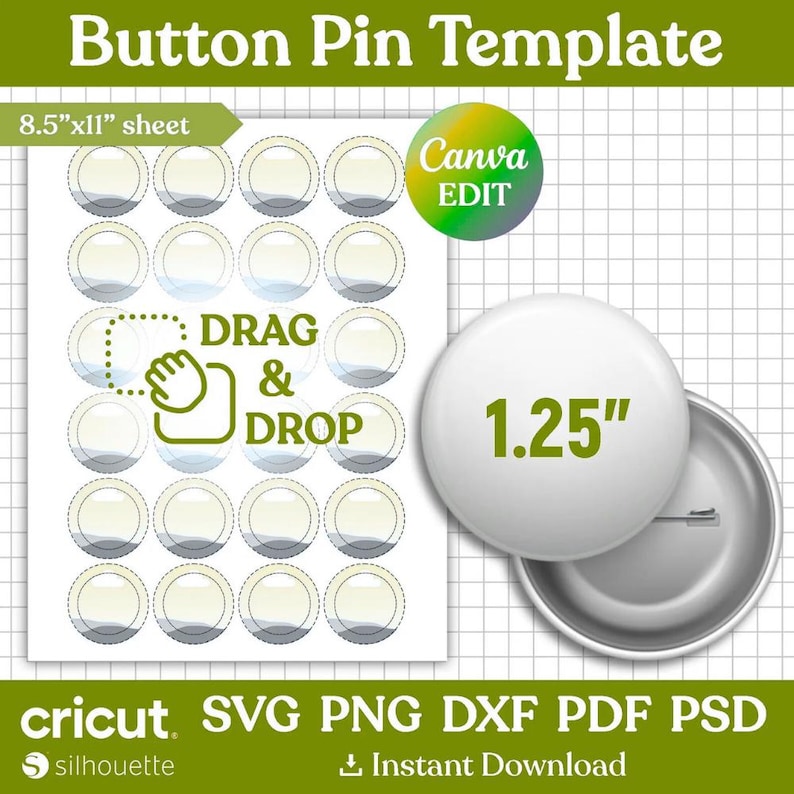 Button Pin Template Bundle: DIY Custom Badges (digital Download) - Etsy