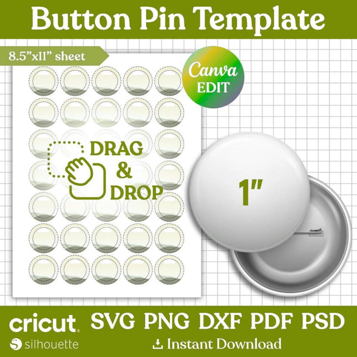 Button Pin Template Bundle: DIY Custom Badges (digital Download) - Etsy