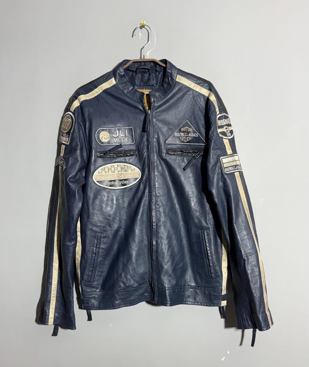 Vintage Aviatrix Moto Racing Leather Jacket Size XXL - Etsy