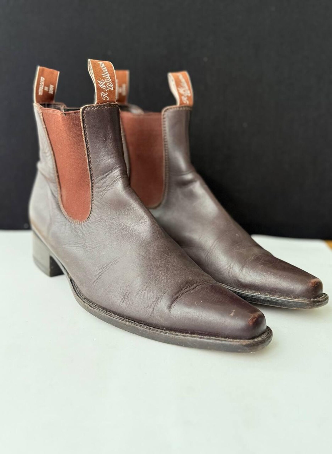 RM Williams Millicent, Brown Leather Men’s Needle Toe, Cuban Heel ...