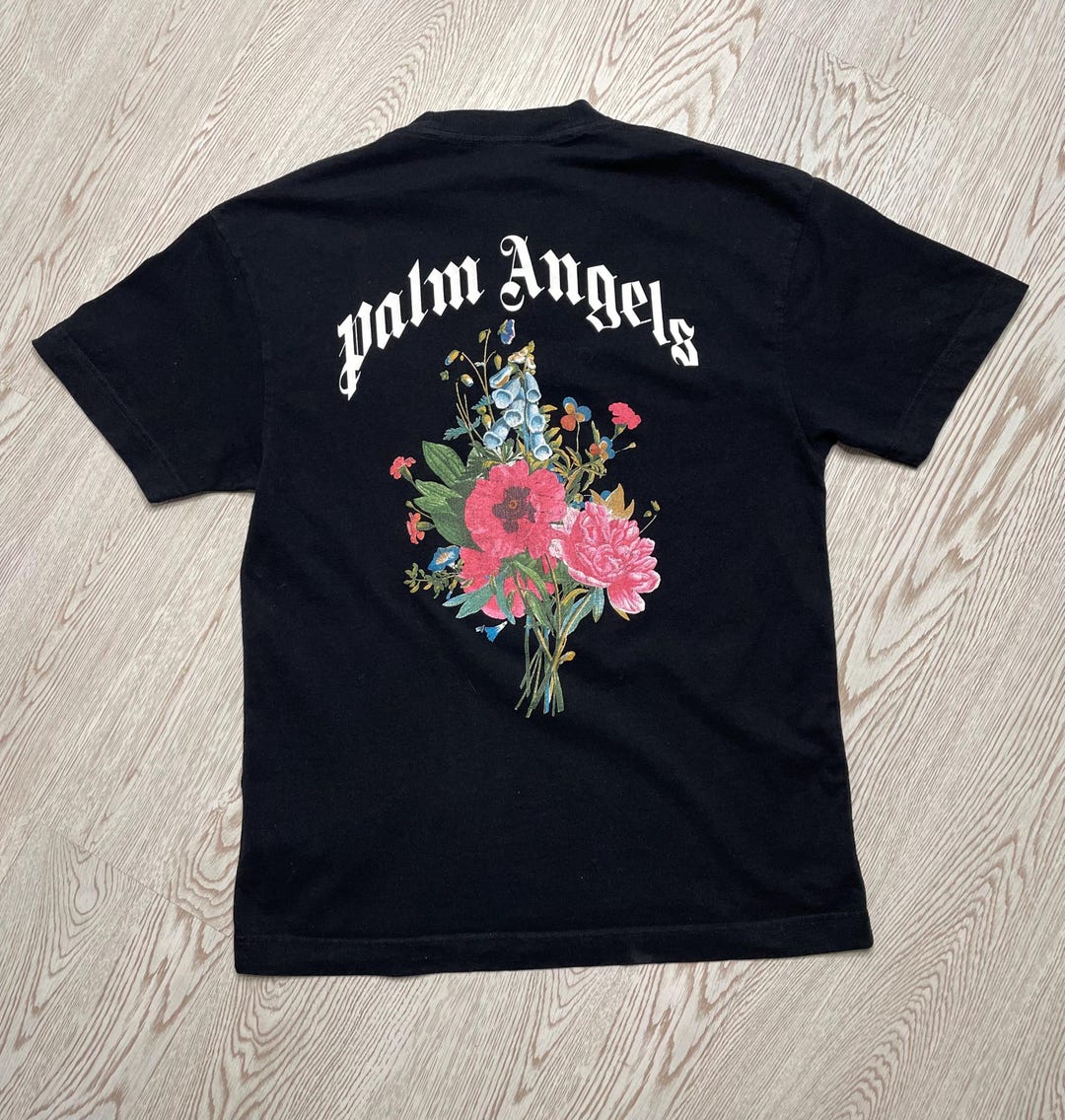 Palm Angels Big Floral Logo in Back T-shirt - Etsy