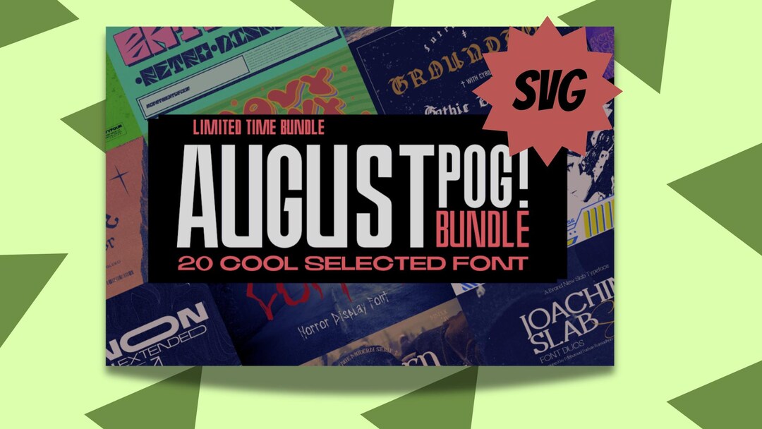 August Pog Font Bundle, Procreate Font, Vintage Canva Fonts, Cricut ...