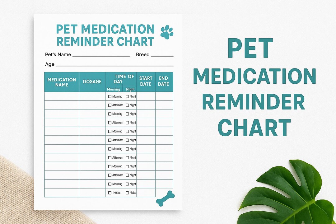 Pet Medication Reminder Chart Printable | Dog Cat Medicine Tracker ...