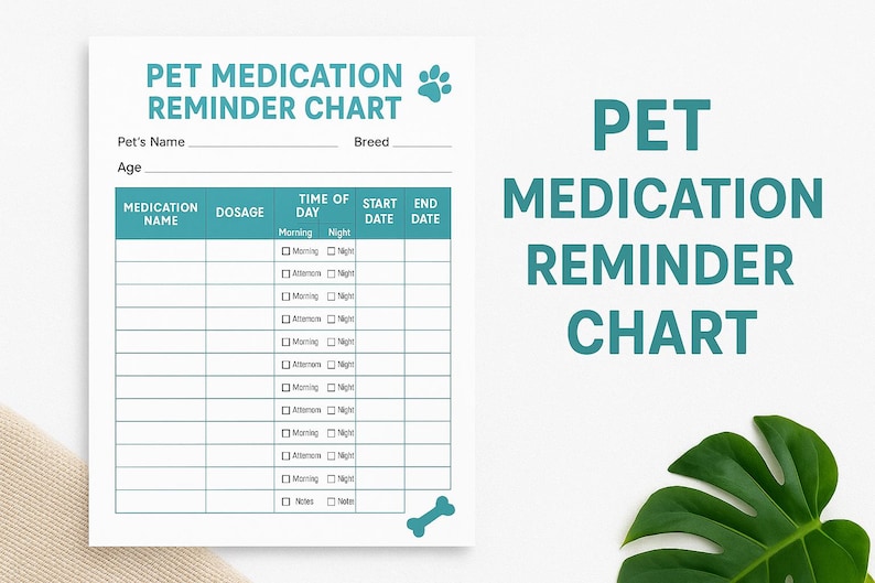 Pet Medication Reminder Chart Printable | Dog Cat Medicine Tracker ...
