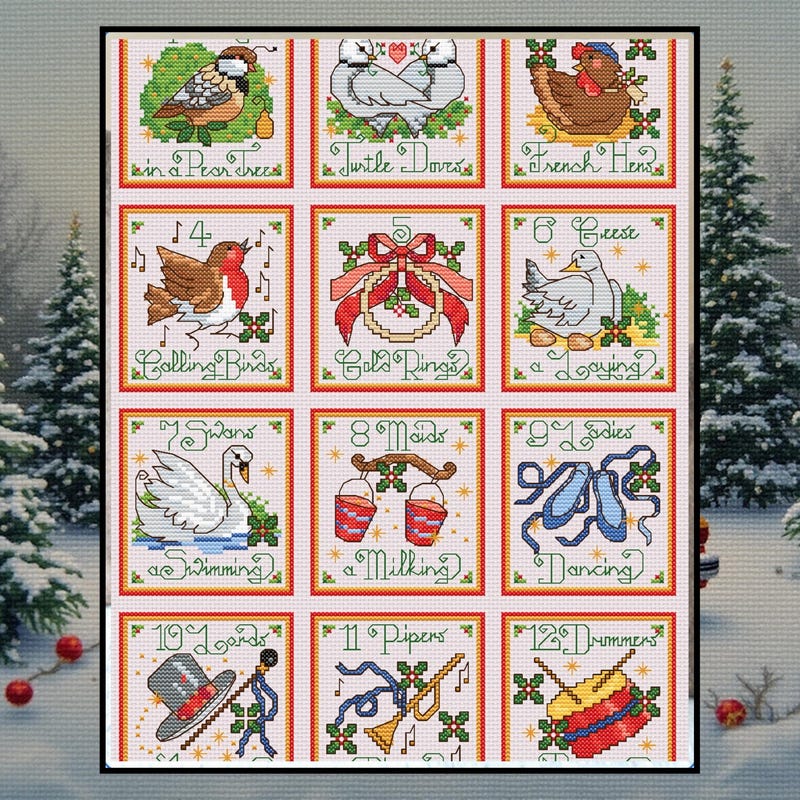 12 Days of Christmas Cross Stitch - Etsy