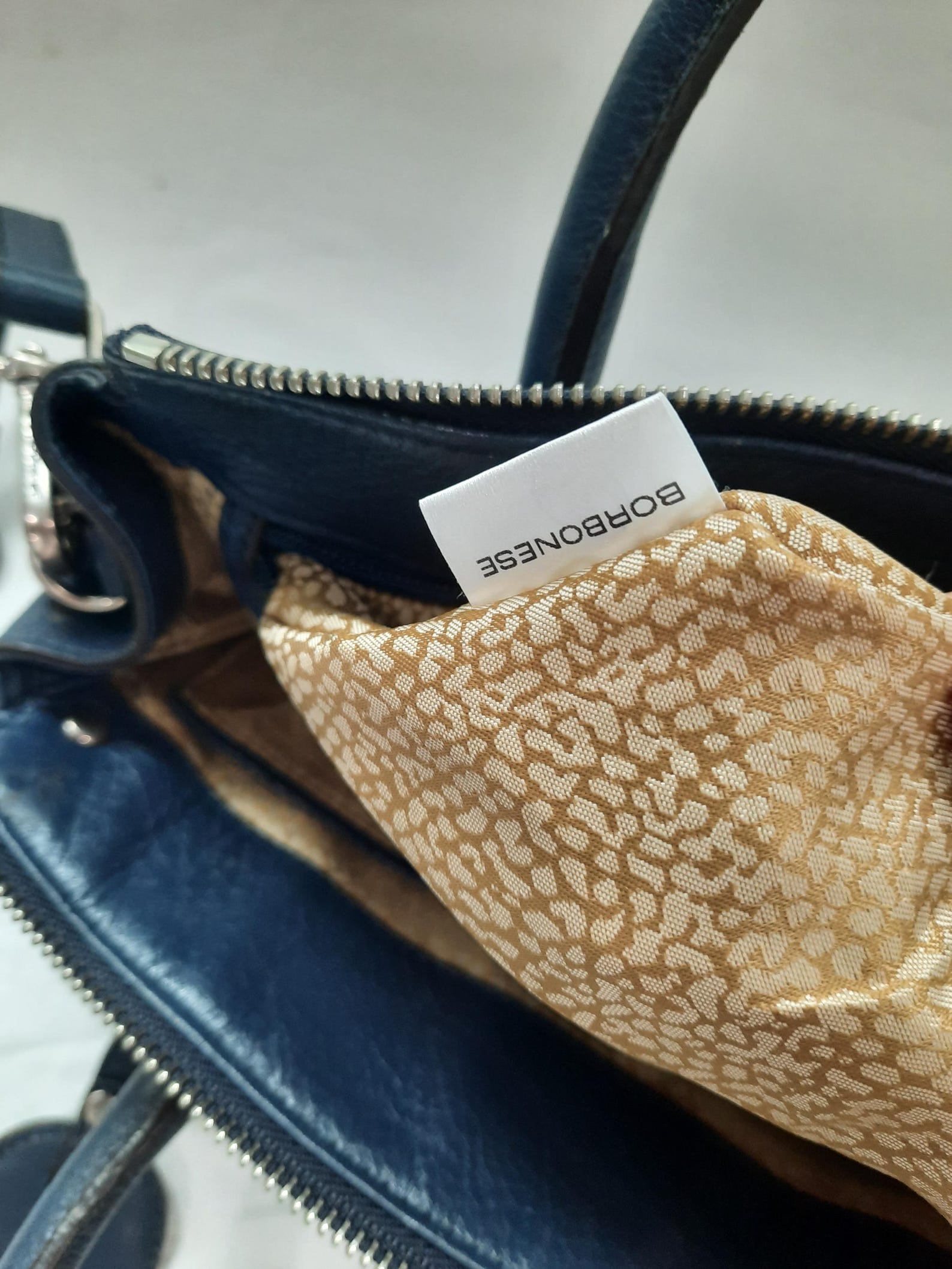 BORBONESE Navy Blue Leather Crossbody Bag. - Etsy