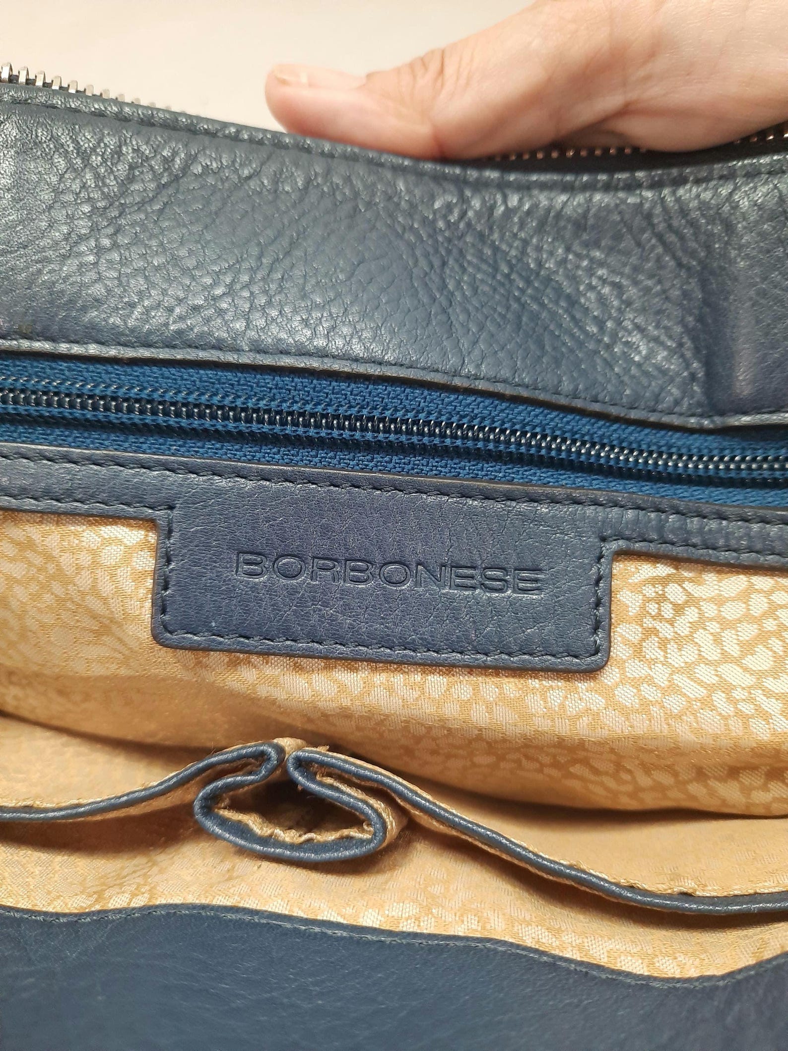 BORBONESE Navy Blue Leather Crossbody Bag. - Etsy