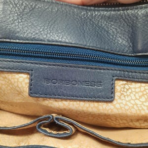 BORBONESE Navy Blue Leather Crossbody Bag. - Etsy