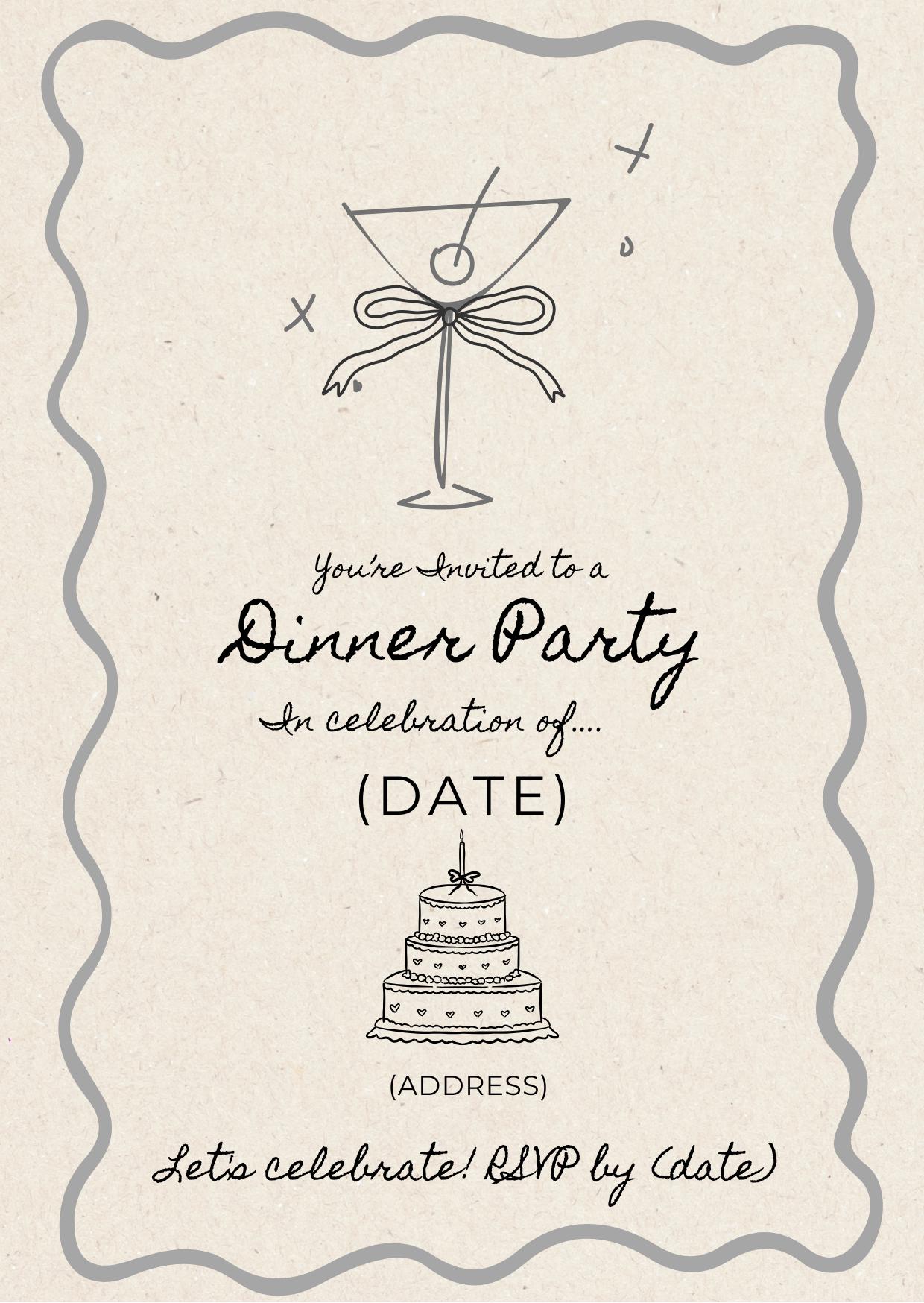 Dinner Party Invitation Digital Template - Etsy