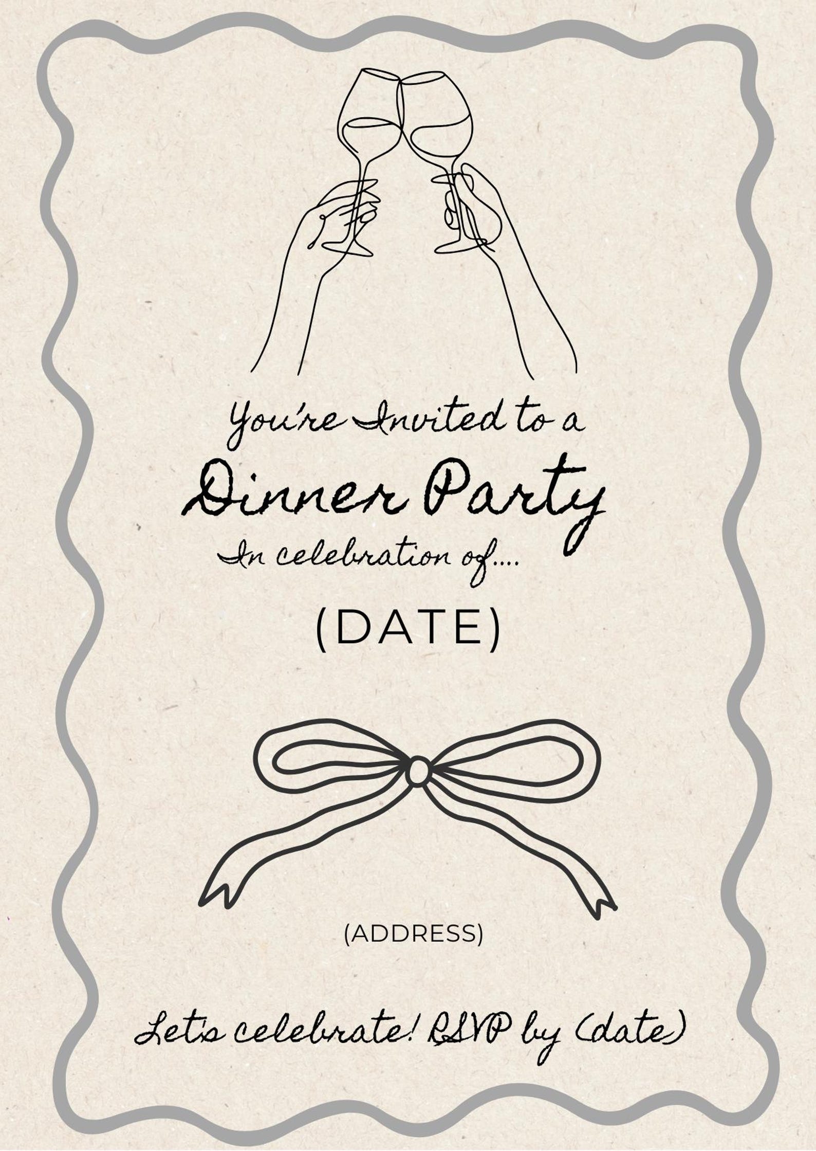 Dinner Party Invitation Digital Template - Etsy